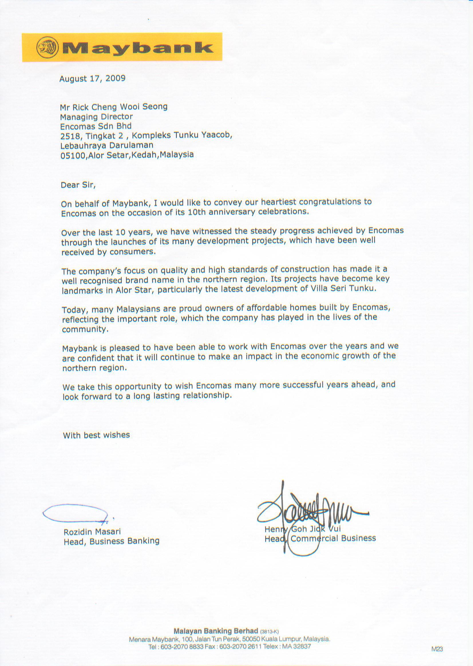 Letter From Maybank ENCOMAS